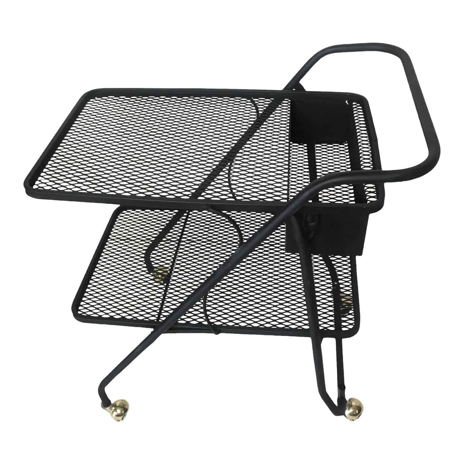 Mid-Century Metal Mesh Bar Cart | Chairish