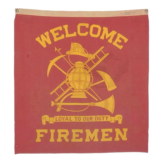 Vintage Cotton Firemen Welcome Banner | Chairish