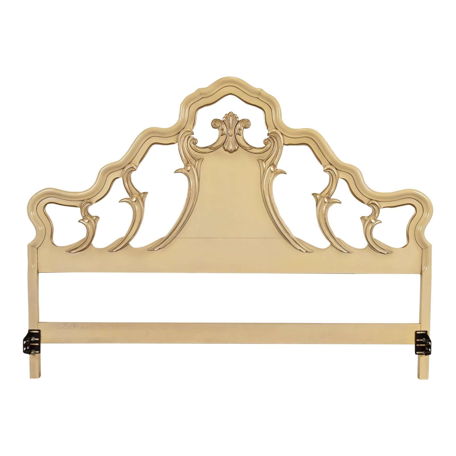 Romweber French Rococo Louis XV Cream Lacquered and Parcel Silver Gilt ...