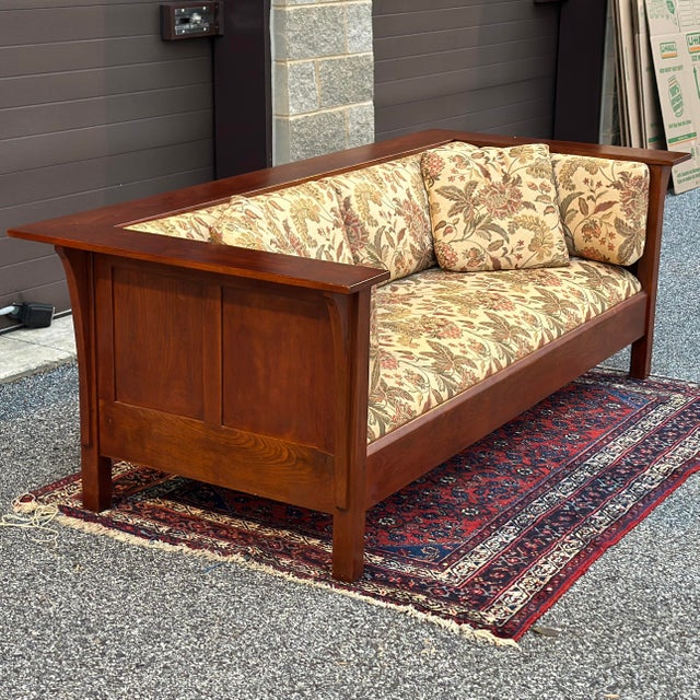 Vintage Stickley Prairie Settle Solid Cherry Framed Sofa in Original ...