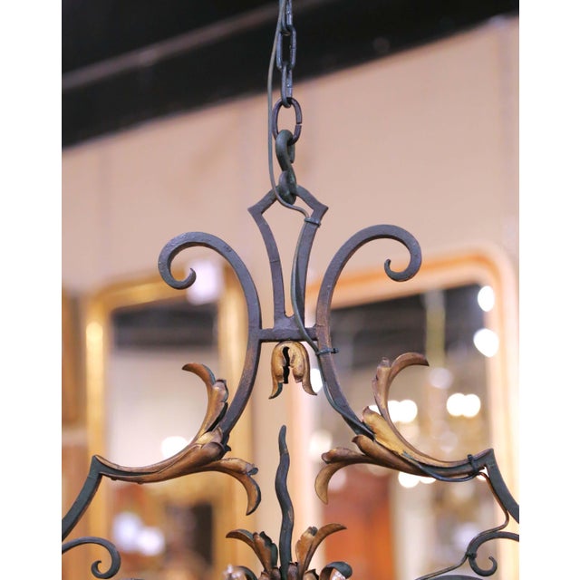 Early 20th Century French Louis XV Verdigris and Gilt Iron 8-Light ...