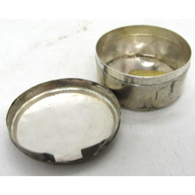 Mid 19th Century Antique Engraved Sterling Silver Round Pill Box | Chairish