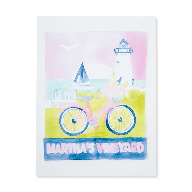 Furbish Martha's Vineyard Matchbook Watercolor Print, 5" x 7" | Chairish