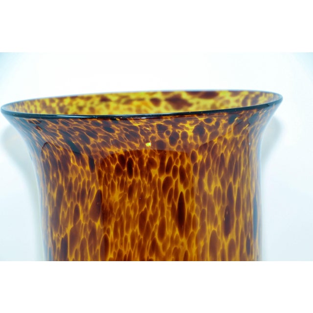 Vintage Faux Tortoise Shell Blown Art Glass Vase | Chairish