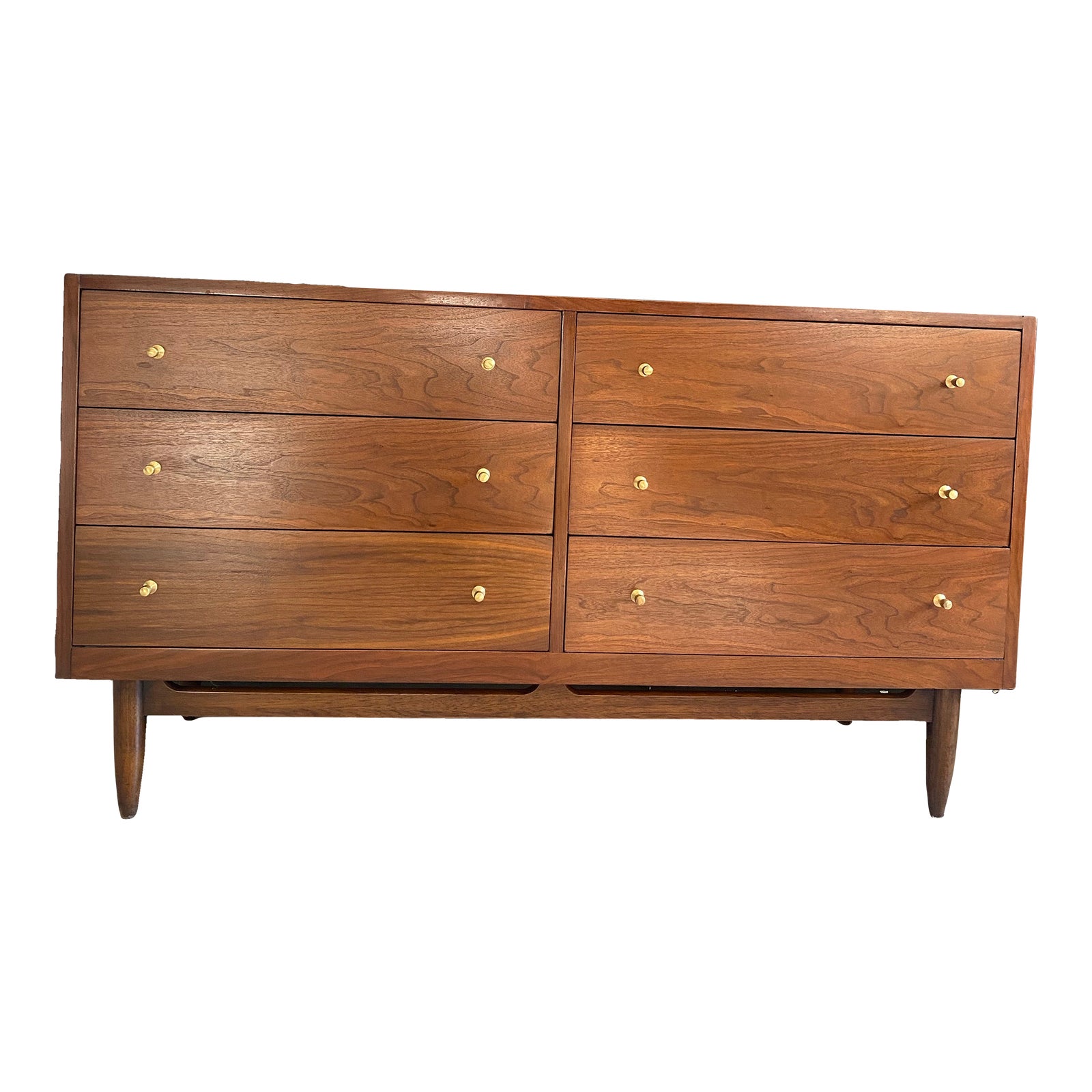 Mount Airy Furniture Co Black Walnut 1960’s Lowboy Dresser | Chairish