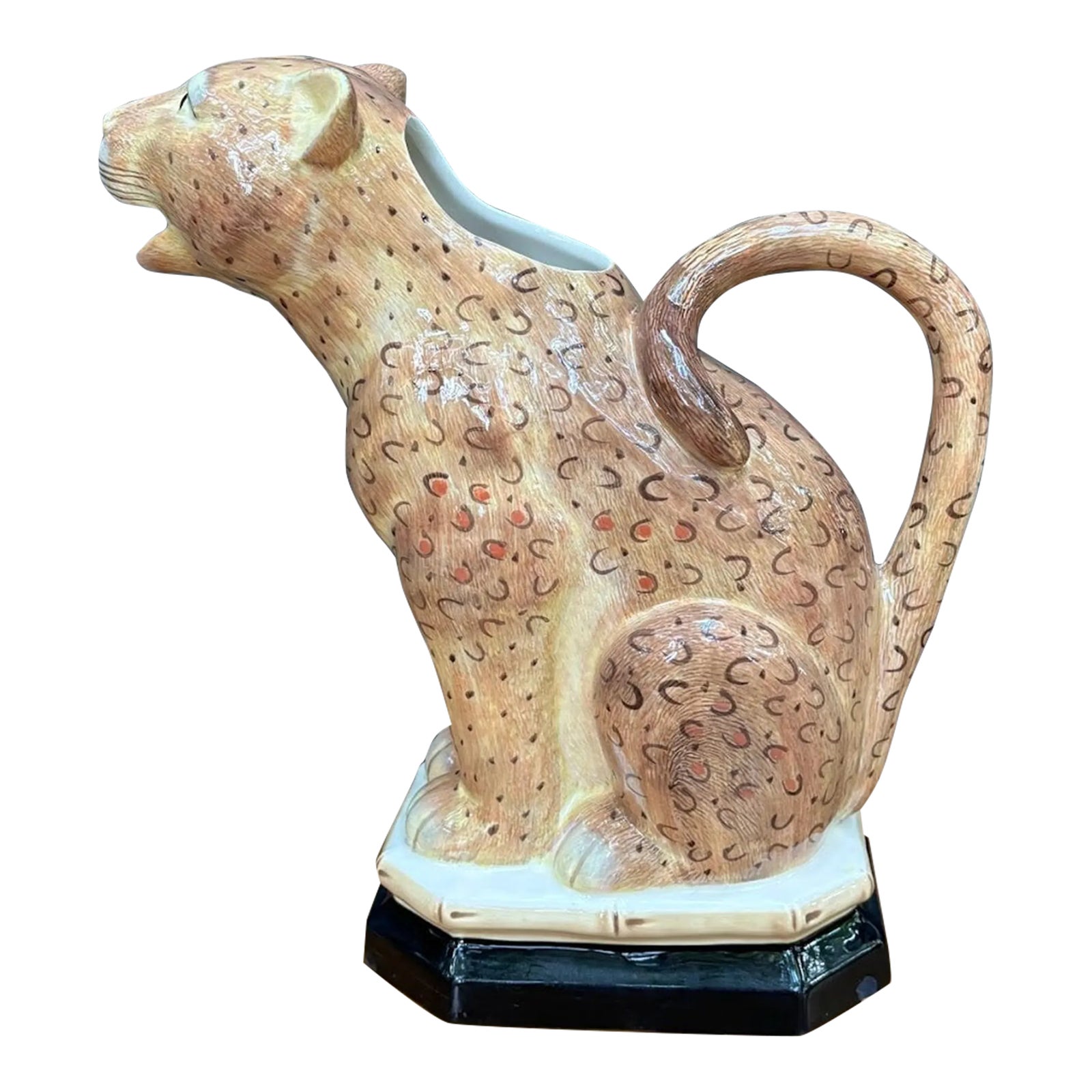 Raymond Waites Empire Large Ceramic Leopard Pitcher | Chairish