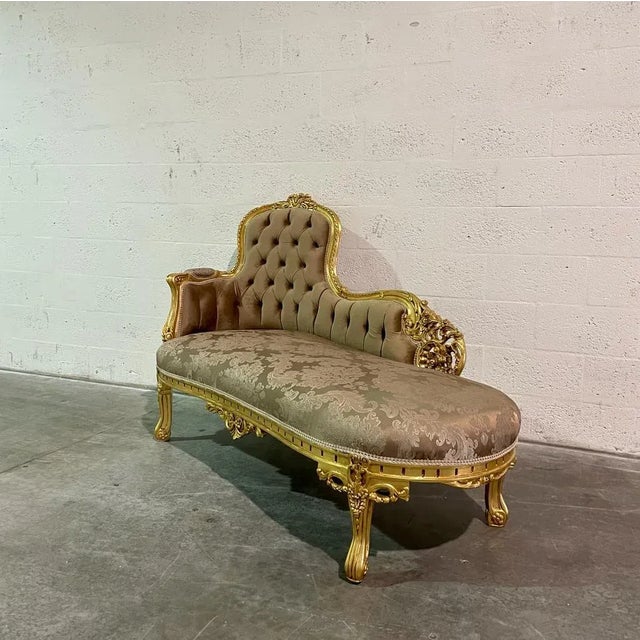 French Rococo Style Gold Chaise Lounge | Chairish