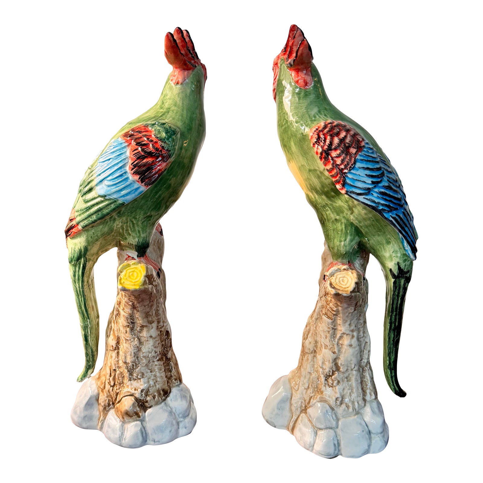 1970s Italian Ceramic Parrot Figurines- Set of 2 | Chairish