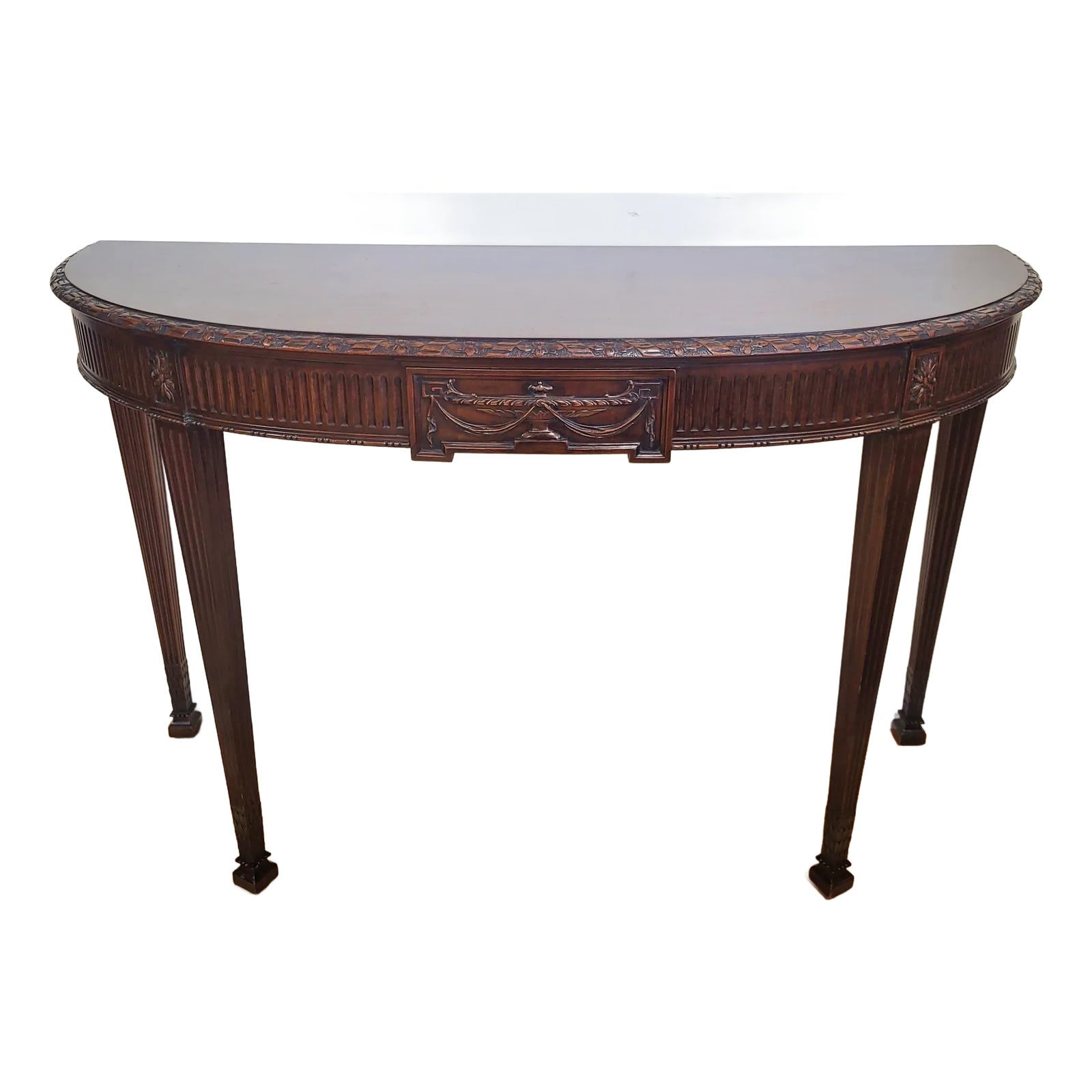 Vintage 20th C Adams Carved Mahogany Demi-Lune Server Console by Johan ...