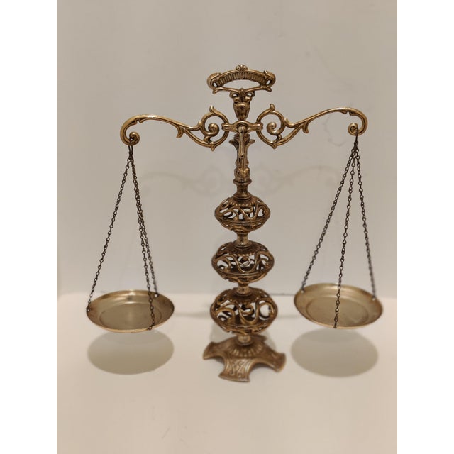 1960s Hollywood Regency Ornate Decorative Filigree Balance Scale | Chairish
