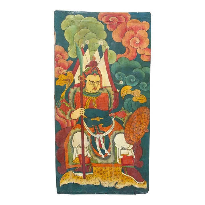 Colorful Antique Tibetan "Khan" Door Panel | Chairish