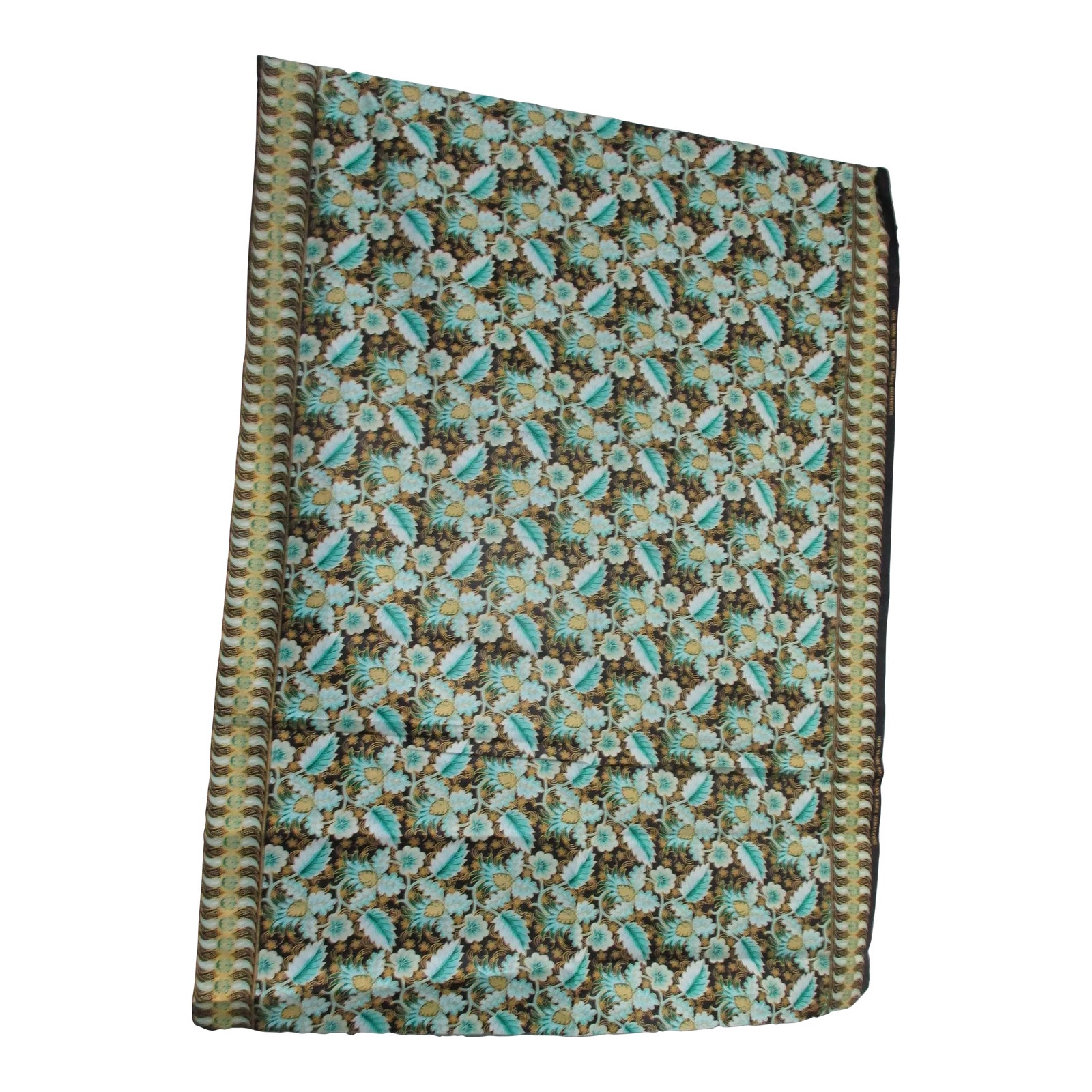 African Waxed Fabric Golden Java Prints in Aqua, Gold and Black | Chairish