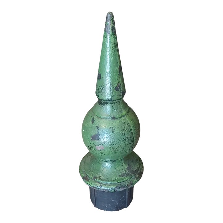 19th Century Cast Iron Finial With Original Green Paint | Chairish