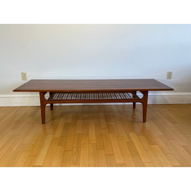 Danish Modern Teak and Cane Coffee Table, Attrib. To Trioh, Denmark ...