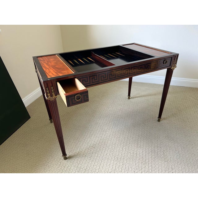 Leather Top/ Game Table - Backgammon Board | Chairish