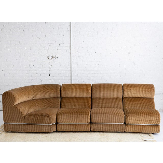 Italian Modular Four Piece Chrome Wrapped Sectional | Chairish