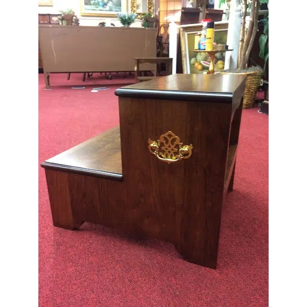 Solid Cherry Bed Steps, Library Step, Wood Step Stool Chippendale Style ...