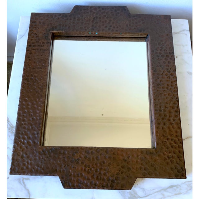 2000s Southwest Mission Rustic Hammered Copper Mirror | Chairish