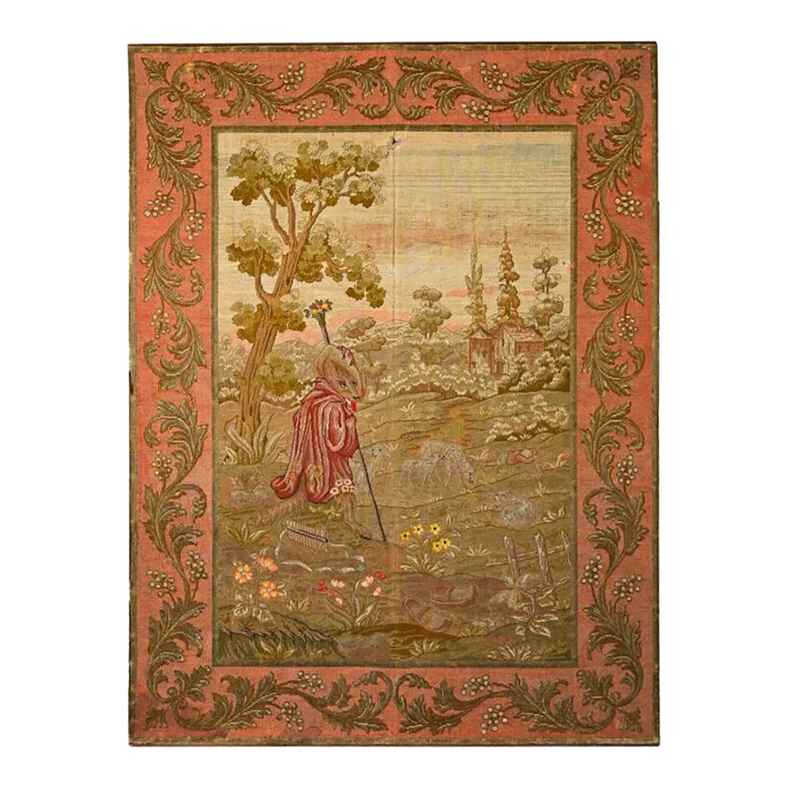 French 19th Century Framed Fox Tapestry | Chairish