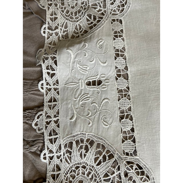 Vintage Linen, Lace, & Embroidered Long Table Runner | Chairish