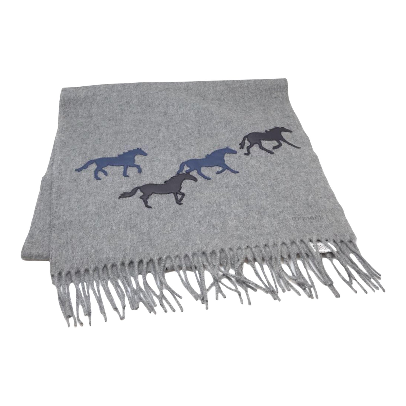 Hermes Wild Horse Muffler Cashmere X Lamb Leather Gray 083757 | Chairish