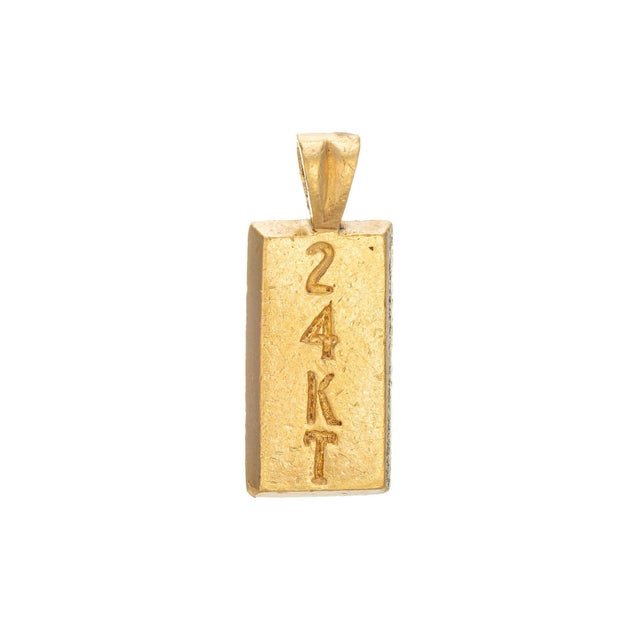 24k Gold Ingot Bar Pendant 6.3gm Small Charm Vintage Fine Estate ...