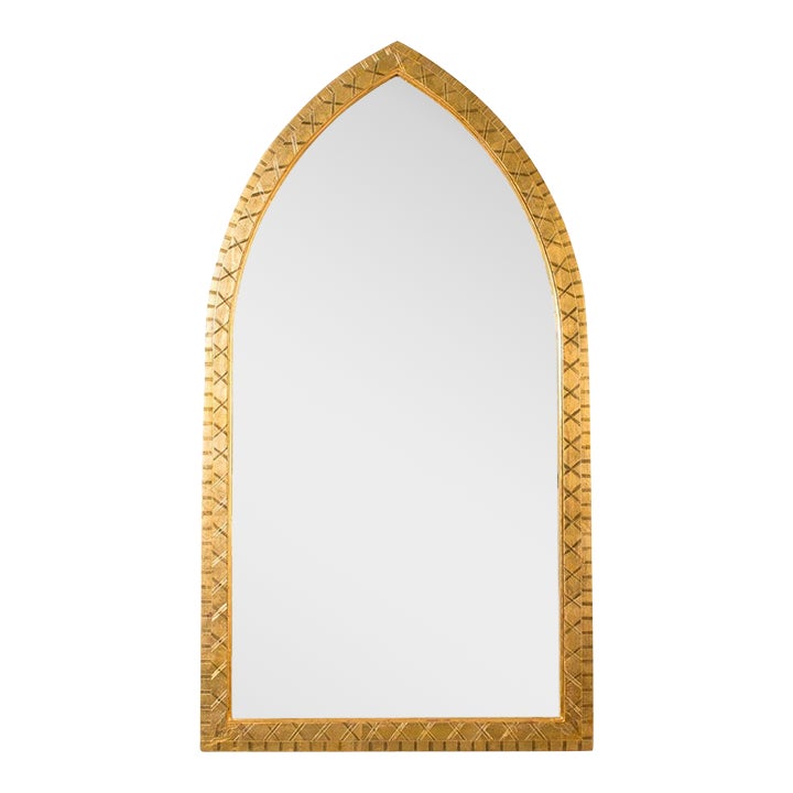 Late 19th Century French Gothic Arched Giltwood Cathedral Style Mirror ...