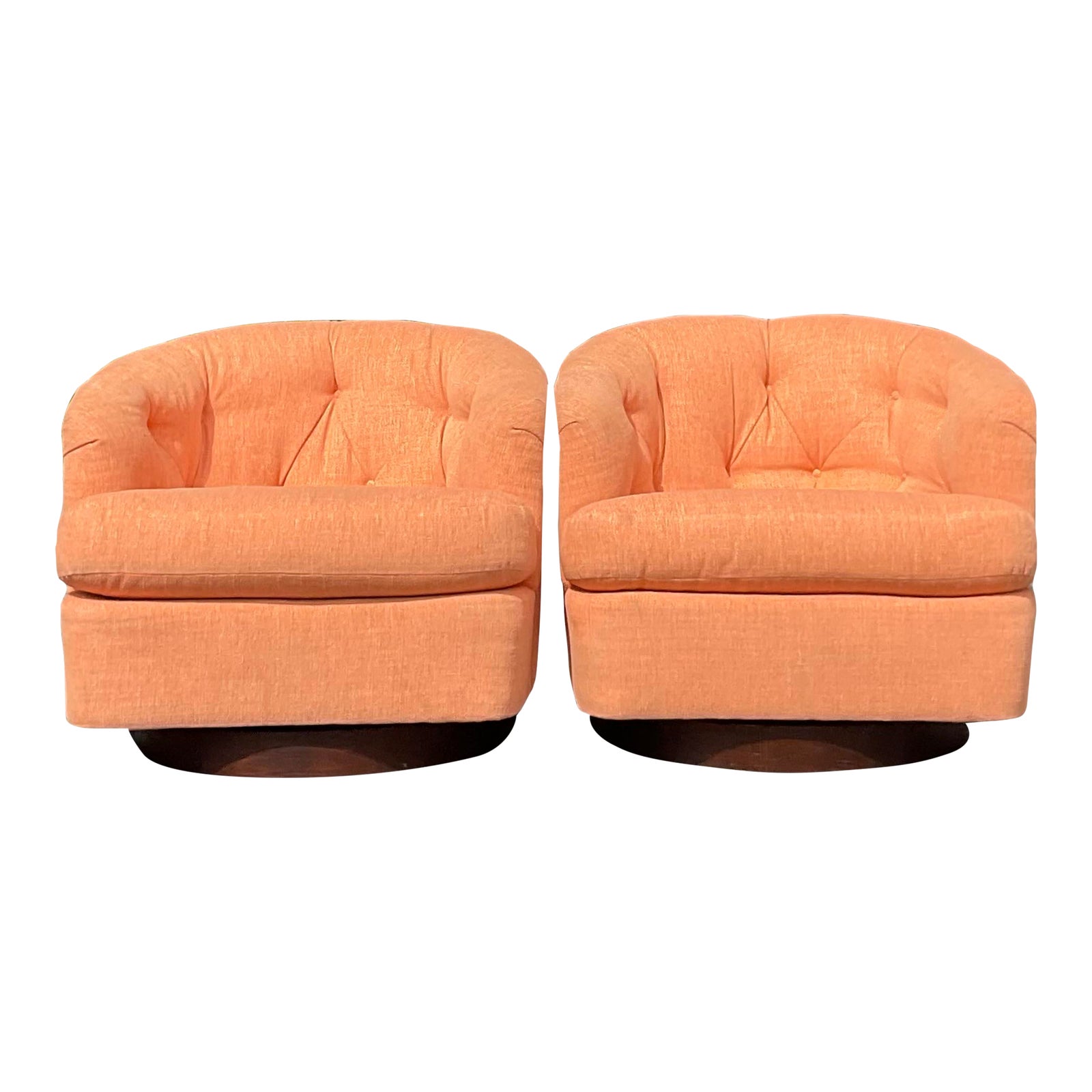 Vintage Boho Tufted Swivel Chairs After Milo Baughman - a Pair | Chairish
