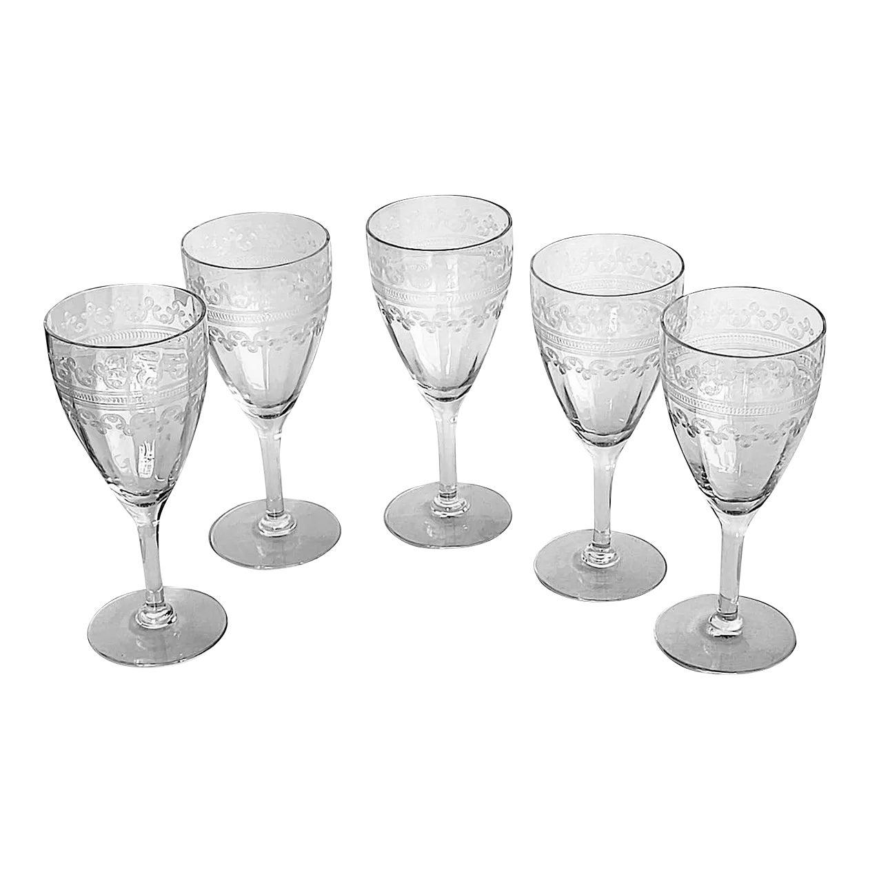Vintage Tiffin-Franciscan Wine Glasses With Scroll & Band Etch Pattern ...