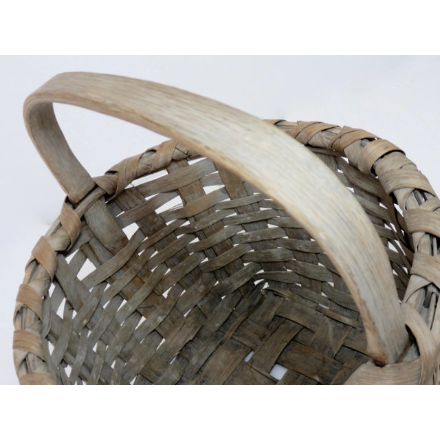 Big Antique Rustic American Primitive Hand Woven Basket | Chairish