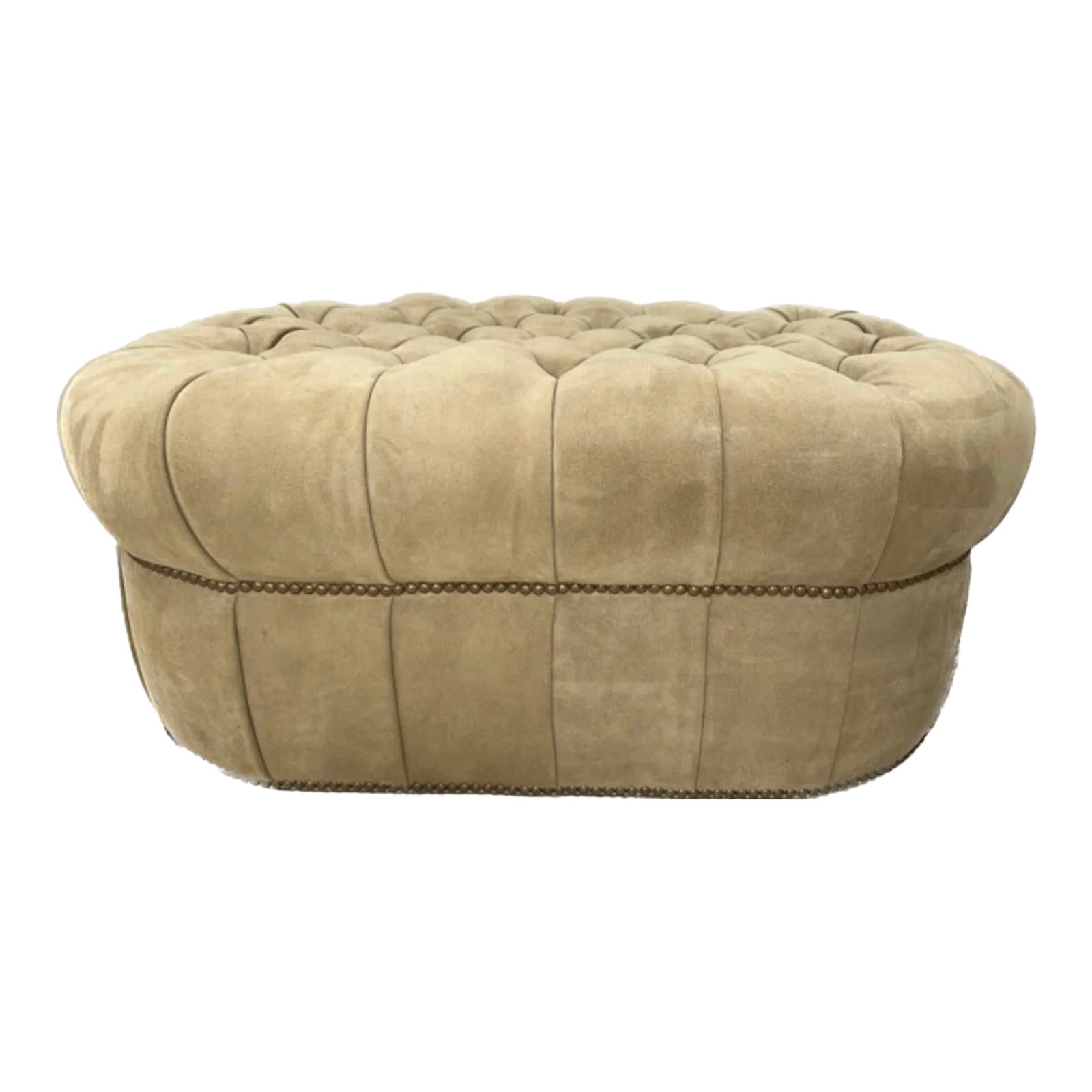 Custom Tufted Renaissance Ottoman in Real Suede and French Nailheads ...