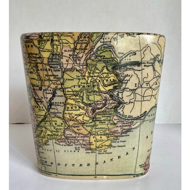 Vintage Ceramic Map of France Oblong Vase by 3-G Imports | Chairish