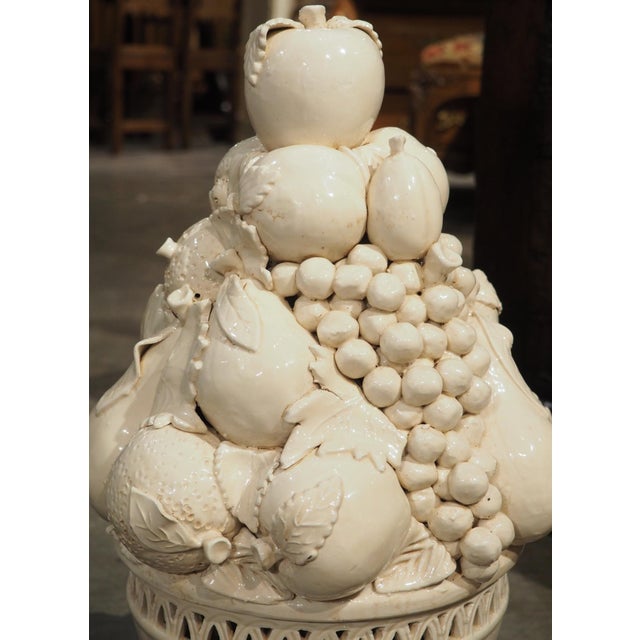 Pair of Italian Creamware 2-Piece Topiary Fruit Bowls | Chairish