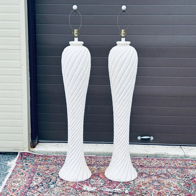 1980's Michael Taylor Style Plaster Spiral Floor Lamps - a Pair | Chairish