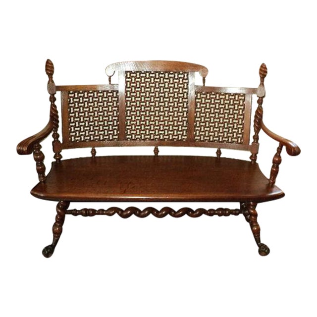 Circa 1885 to 1890 Merklen Brothers Oak Hall Bench Love Seat | Chairish