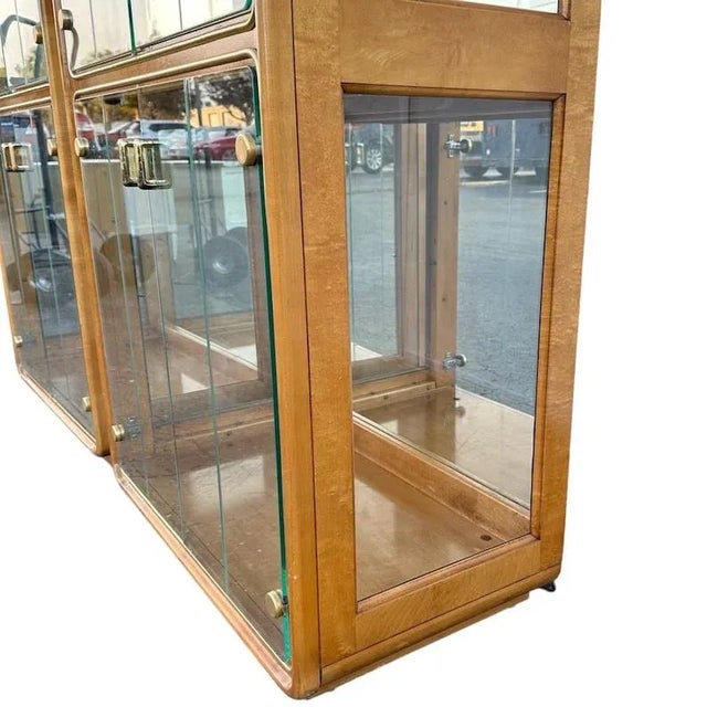 Set of 2 Vintage Post Modern Waterfall Display Cabinets | Chairish