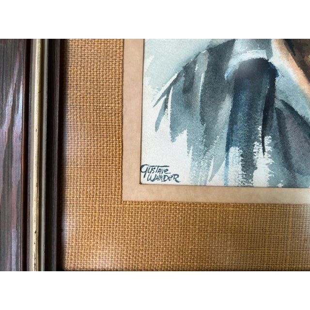 70's Gustave Wander Portrait of a Smoking Man Watercolor Painting ...