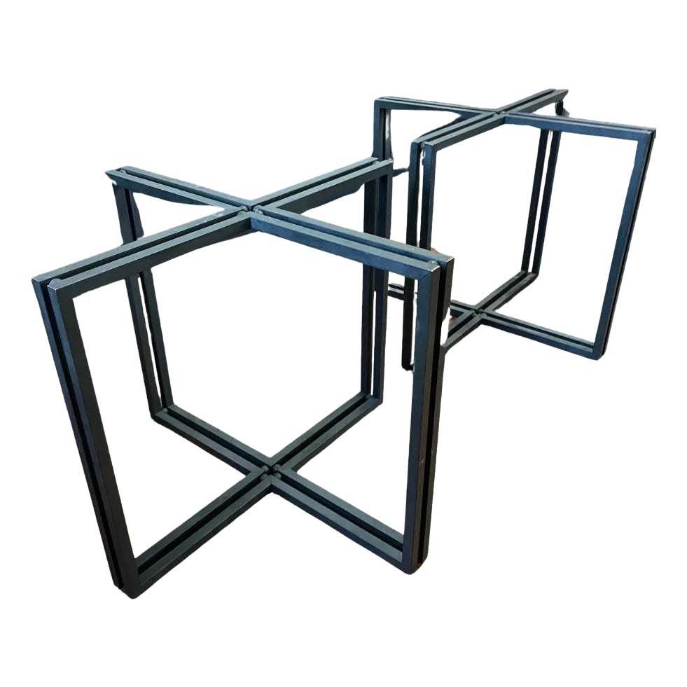 Pair of Geometric Black Metal Table Bases | Chairish