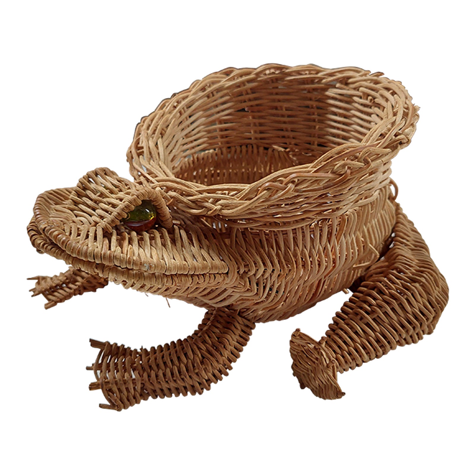 Mid 20th Century Wicker Frog Basket After Mario Lopez Torres | Chairish