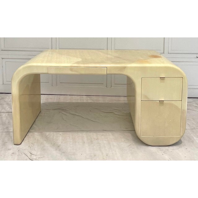 1970's Postmodern Modern Lacquered 3-Drawer Desk | Chairish