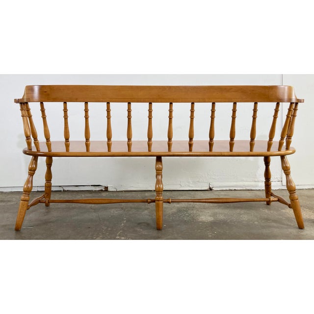 Vintage Windsor Style Maple Wood Bench | Chairish
