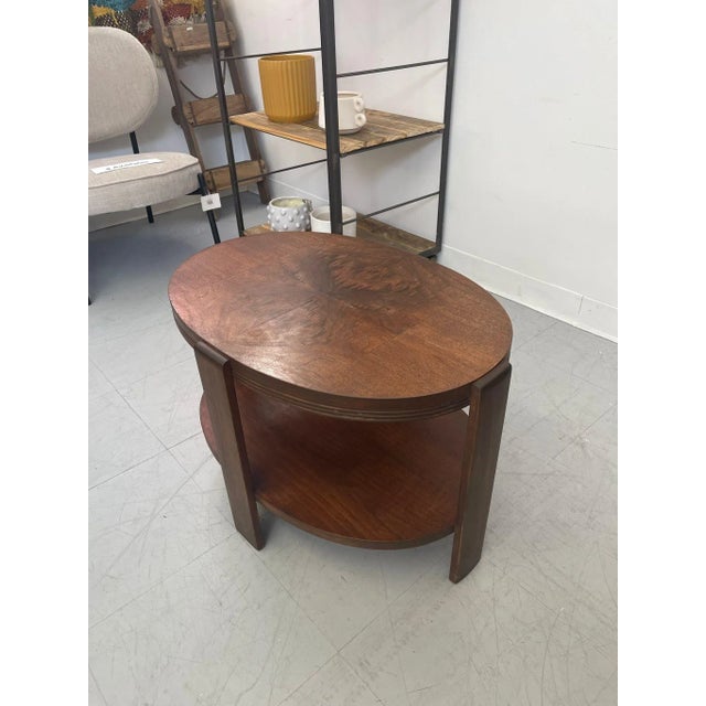 1930s Vintage Two Tier Accent Table With Book Matching Burl Accent ...