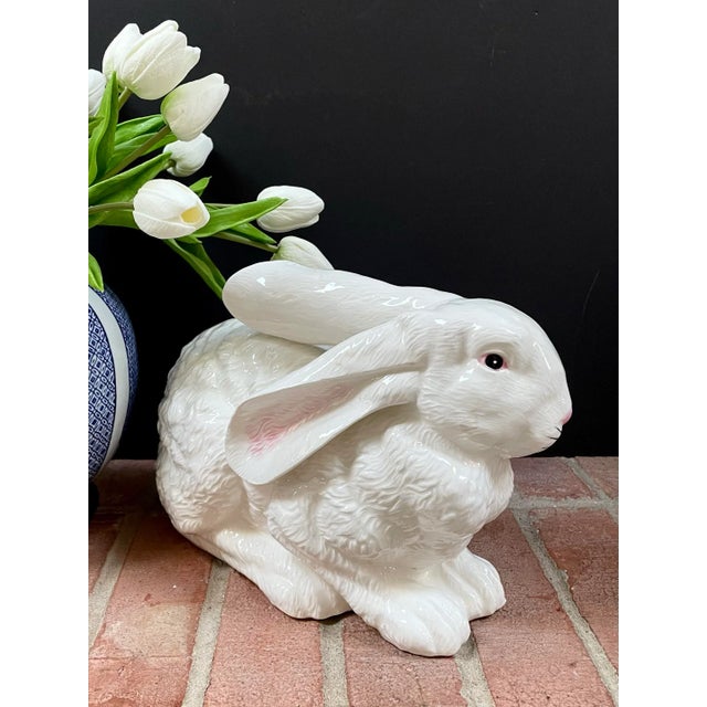 Vintage Large Ceramic White Rabbit | Chairish