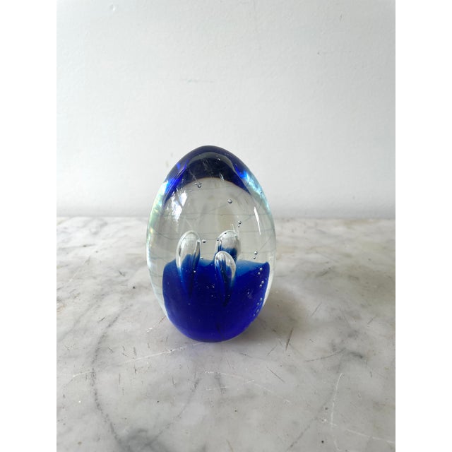 Mid-Century Cobalt Blue Glass Paperweight | Chairish