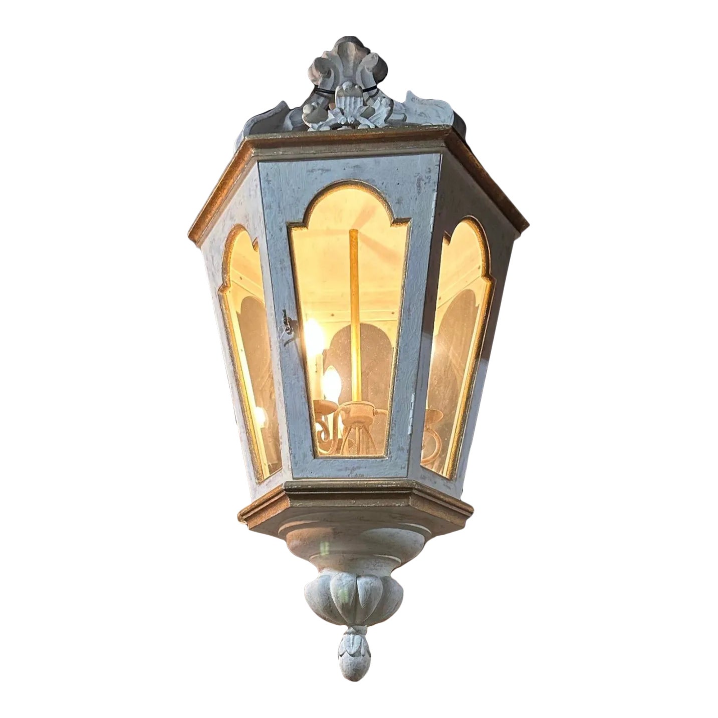 18th C Style Italian Painted and Giltwood Six Sided Lantern Chandelier ...