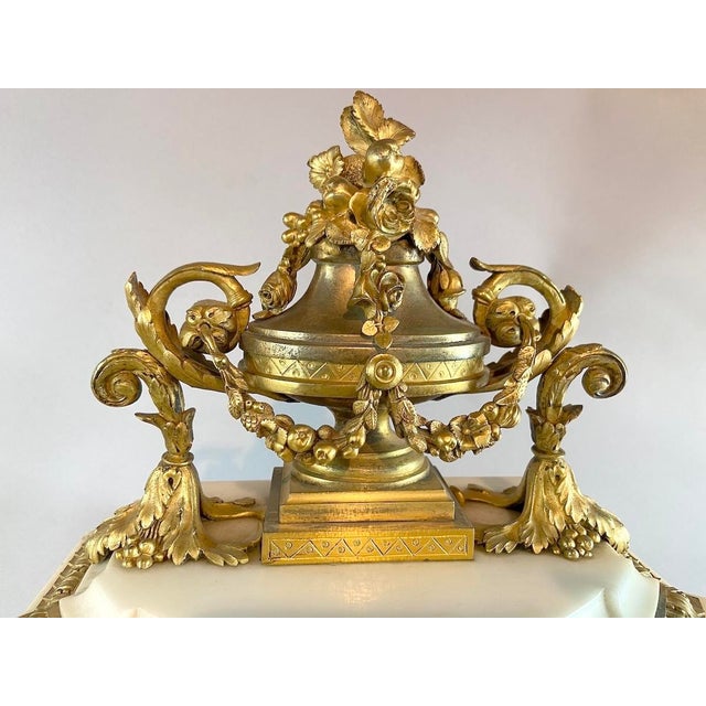 French Louis XVI Marble and Bronze Chimney Clock Set, Mid-19th Century ...