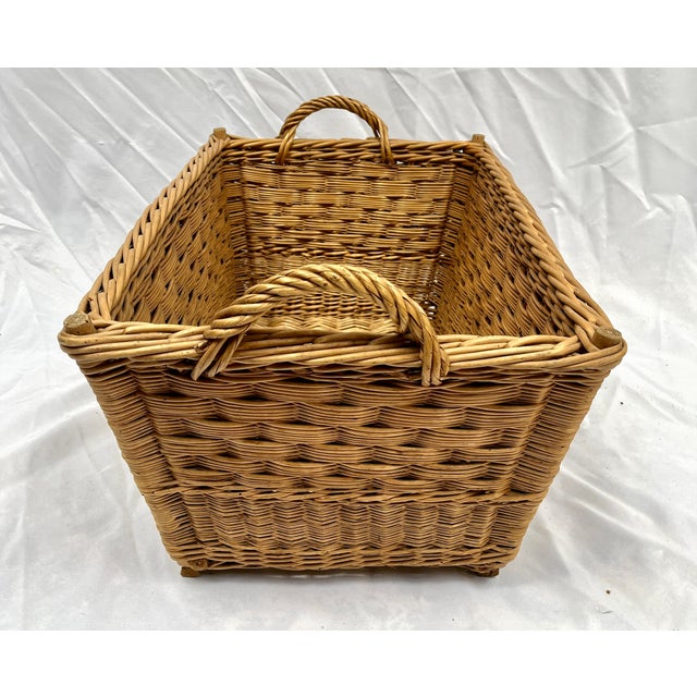 Vintage 1930s European Woven Wicker Market Basket | Chairish