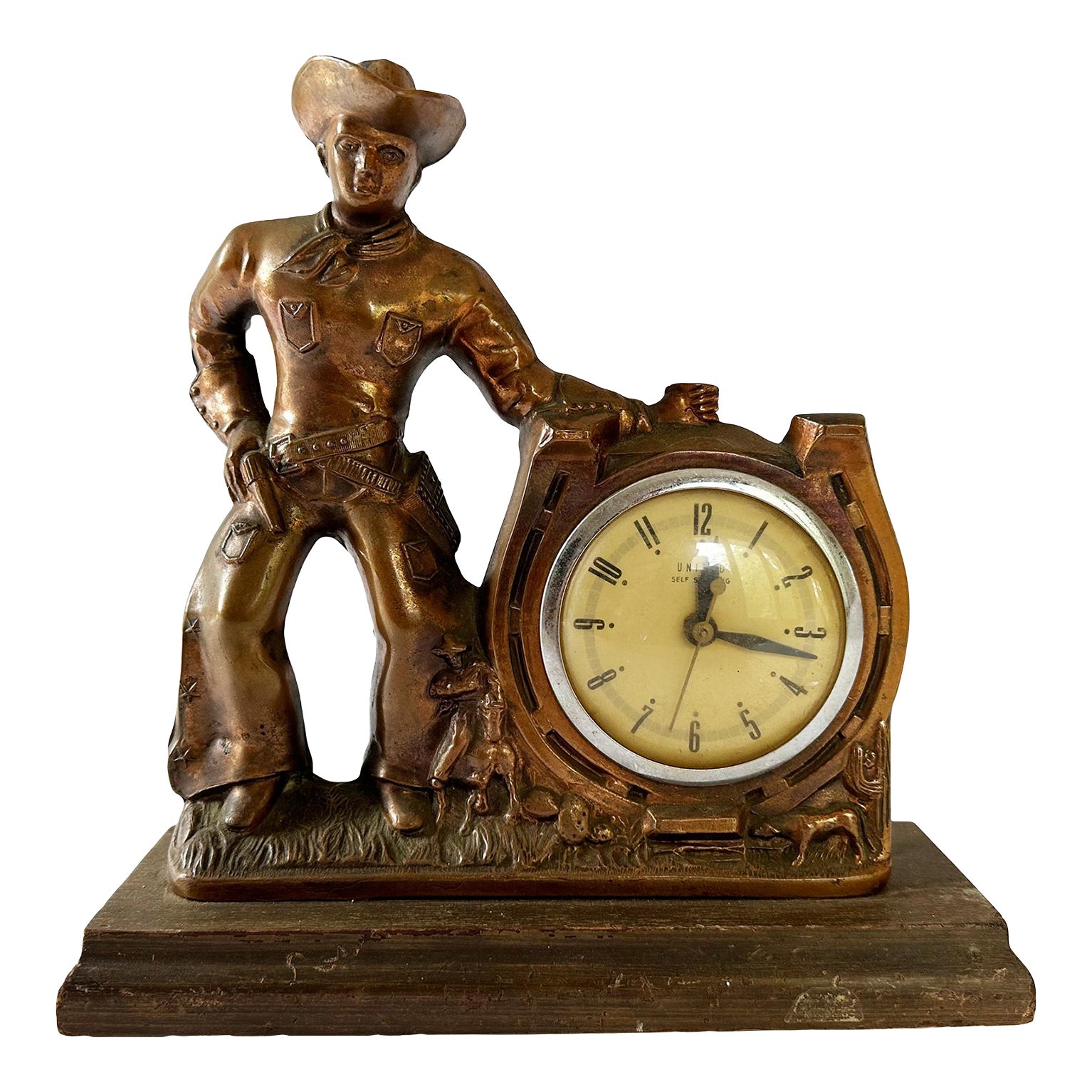 Vintage Cowboy Clock, Southwestern Decor | Chairish