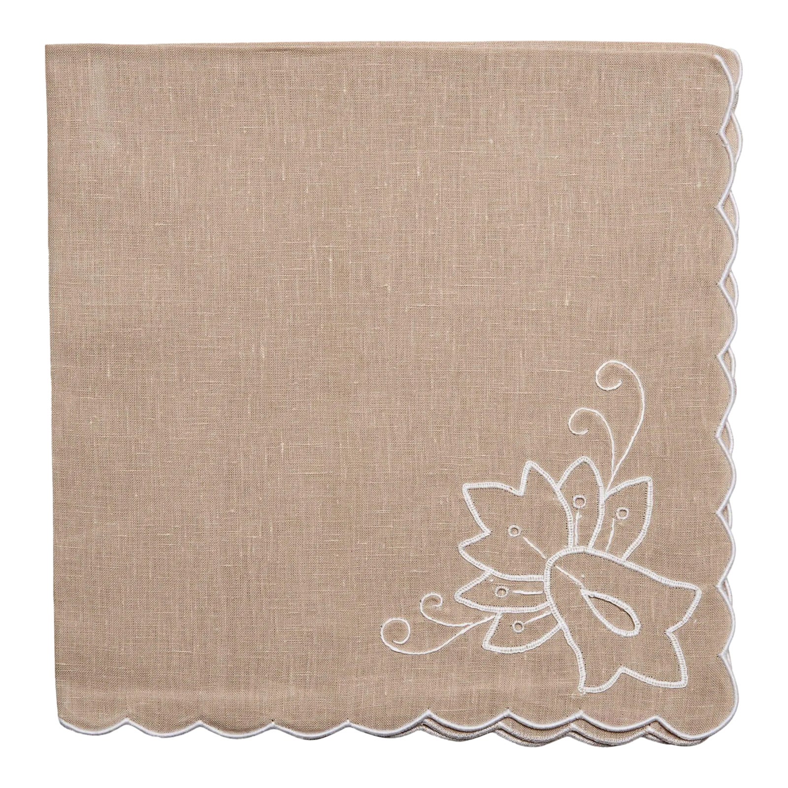 Deborah Rhodes Lotus Corner Napkin, Taupe, Set of 4 | Chairish