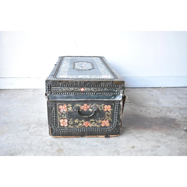 Antique Chinese Painted Parchment Chest | Chairish